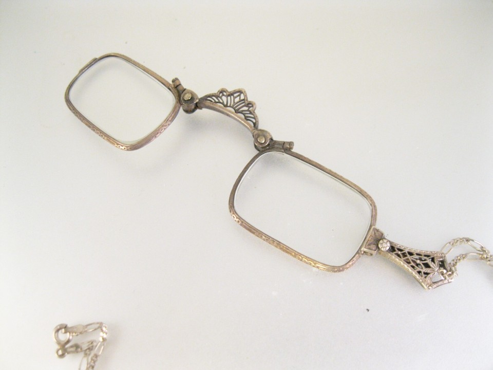1800's Victorian Lorgnette Folding Sterling Silver Magnifying Glasses ...