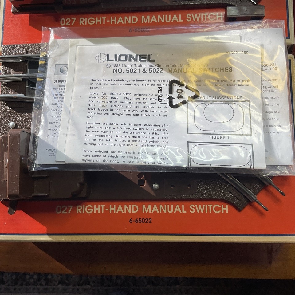 New & Used Lionel 027 Gauge 2 R/H & 1 L/H Manual Switch's "READ NOTES ...