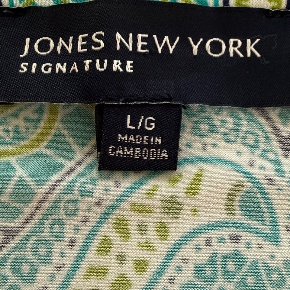 Jones New York Signature Green Blue Paisley Print Sleeveless Blouse ...