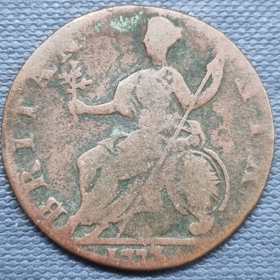 1773 Georgius III Rex British Britannia Colonial Copper Token Coin ...