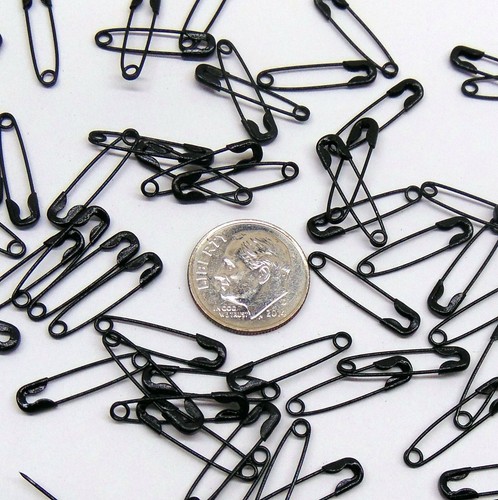 Small BLACK Safety Pins, Iron ~ 3/4" Long ~ Sewing, Crafts, Seed Beads ...
