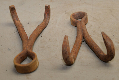 2 blacksmith forged logging grappling hooks collectible log pulling ...