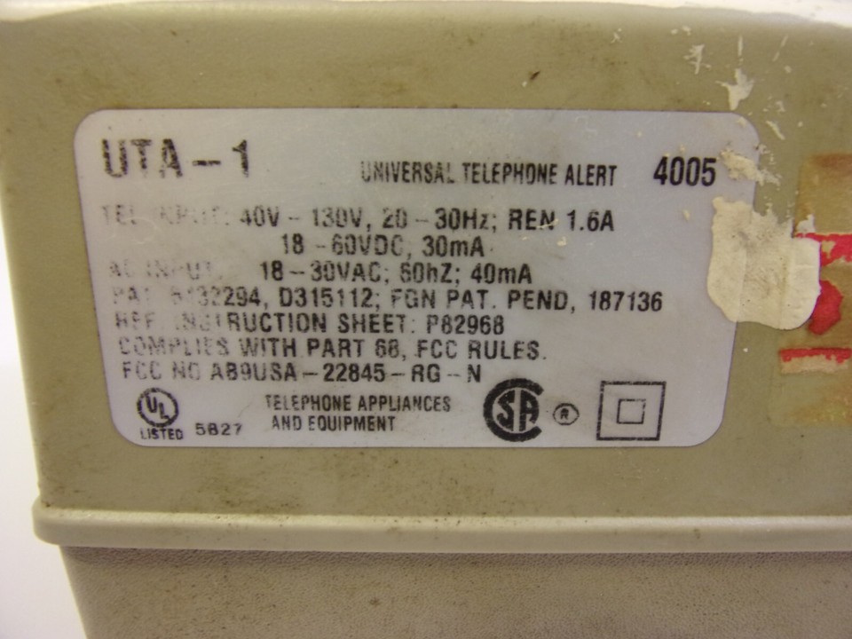 Wheelock. Universal Loud Ringing Telephone Alert UTA-1 | eBay