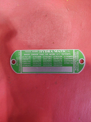 TRANSMISSION TAG 57 PONTIAC BONNEVILLE FUEL INJECTION STARCHIEF SAFARI ...