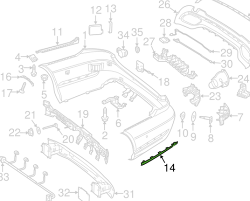 MB E W212 Rear Bumper Center Chrome Left Molding A2128853521 NEW REAL ...