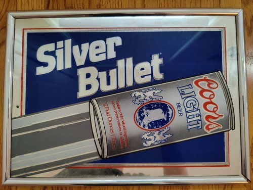Vintage 1986 Coors Light Silver Bullet Beer Sign 19 Inches Wide 14 1/2 ...