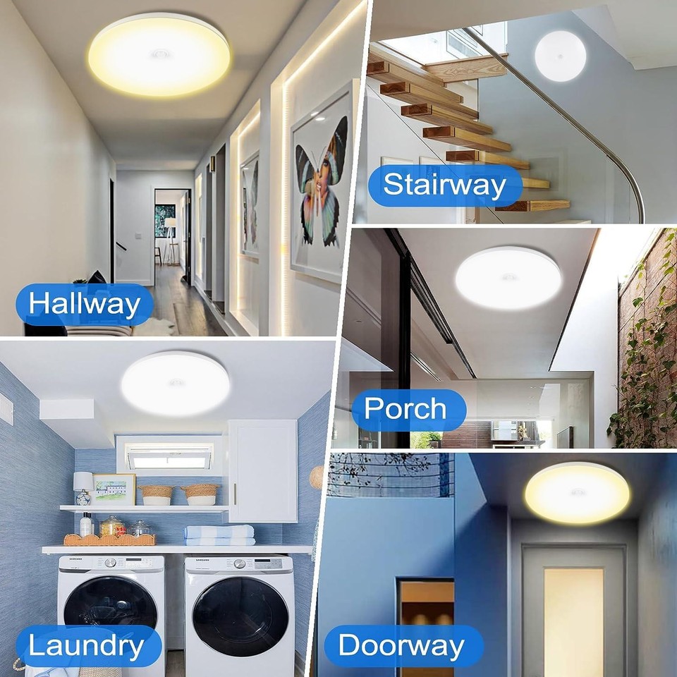 LED Ceiling Light PIR Motion Sensor Bathroom Kitchen Living Room Wall ...