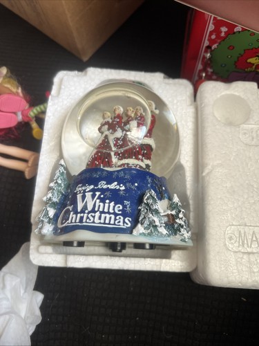 Vtg Snow Globe White Christmas Irving Berlin Bing Crosby 2000 Music Box ...