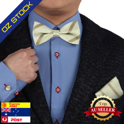 Green Striped Bowtie Cheap For Graduation Bow Tie Cuff Hanky Set Epoint ...