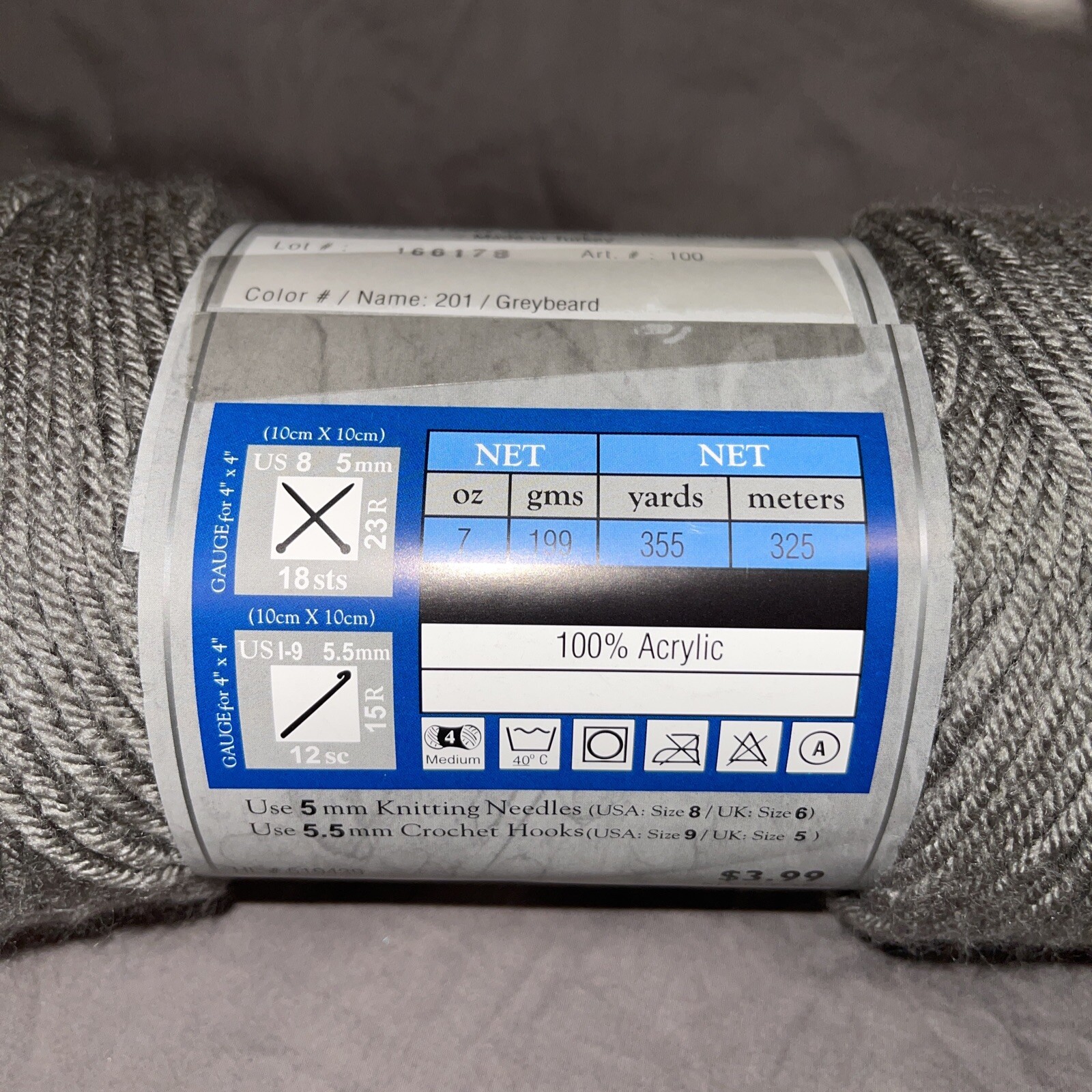 Hobby Lobby I Love This Yarn Greybeard 201 Medium Weight Acrylic Dated ...