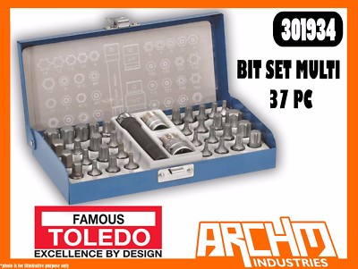 TOLEDO 301934 BIT SET MULTI 37 PC RIBE HEX TORX SPLINE 3/8" 1/2" SQUARE ...