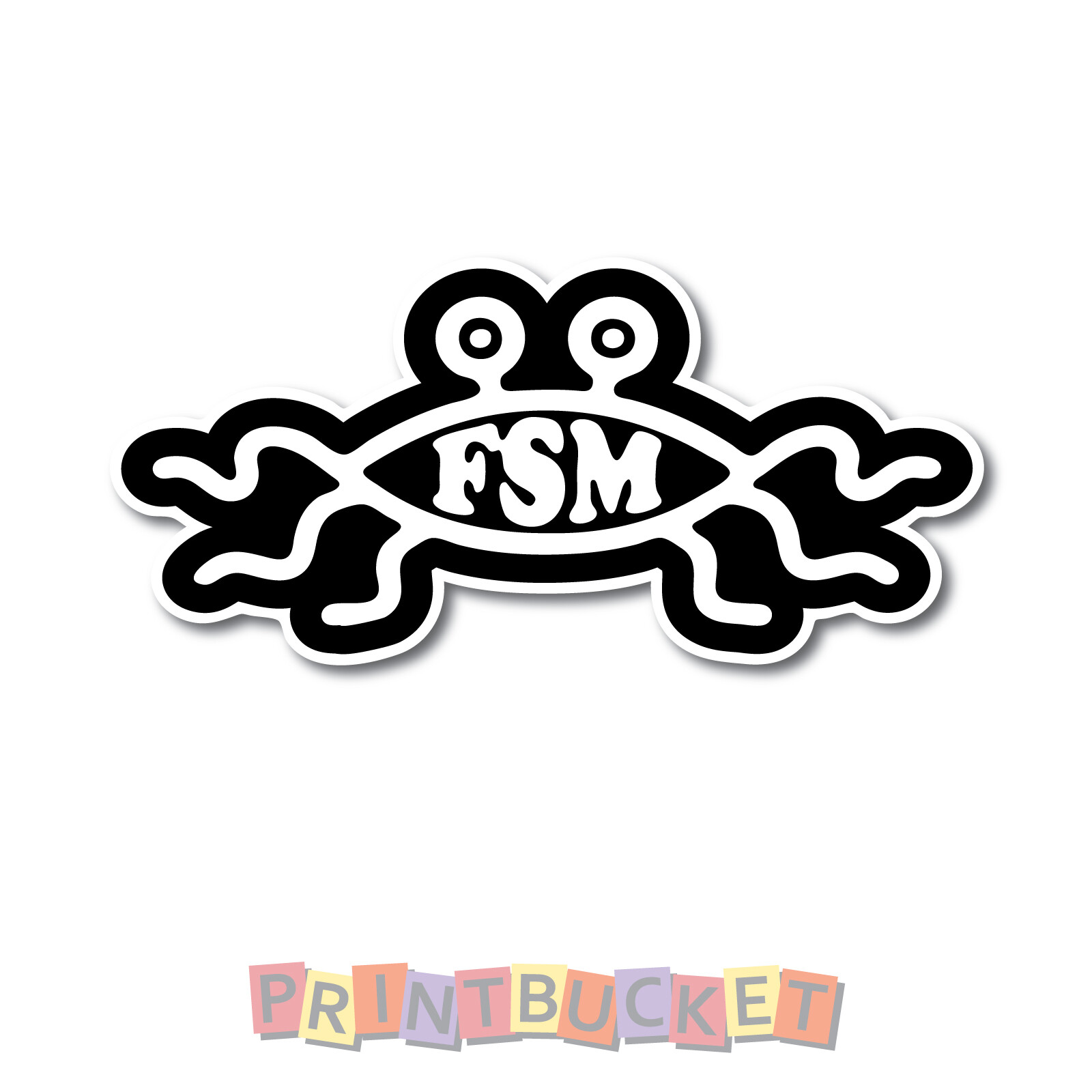 FSM Flying Spaghetti Monster sticker 150mm quality water proof vinyl ...