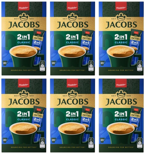 6 JACOBS Classic 2in1 Instant Coffee 20 Sticks Boxes 248g 8.75oz | eBay