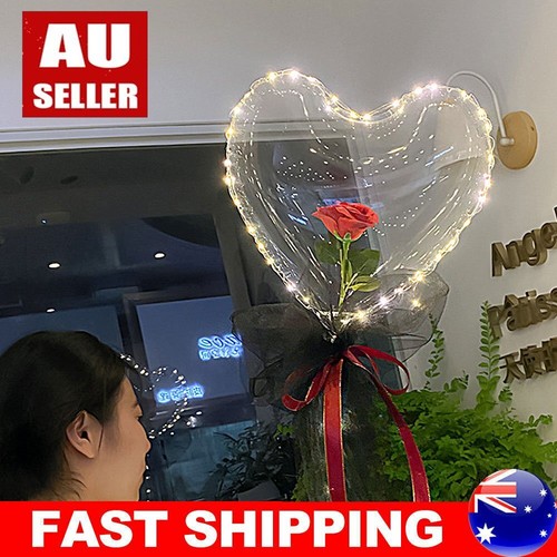 LED Heart Rose BOBO Balloons Valentine's Day Light Up Bubble Balloons ...