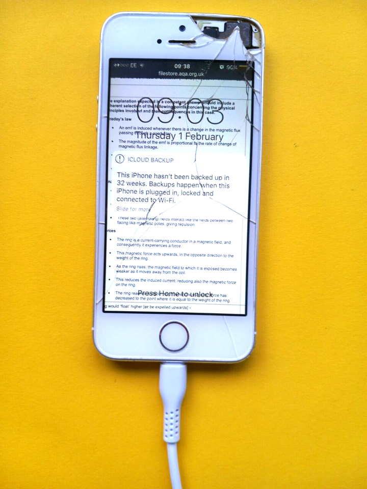 LOCKED iPhone 5s MODEL A1457 LCD DISPLAY DAMAGED REQUIRE REPAIR ...