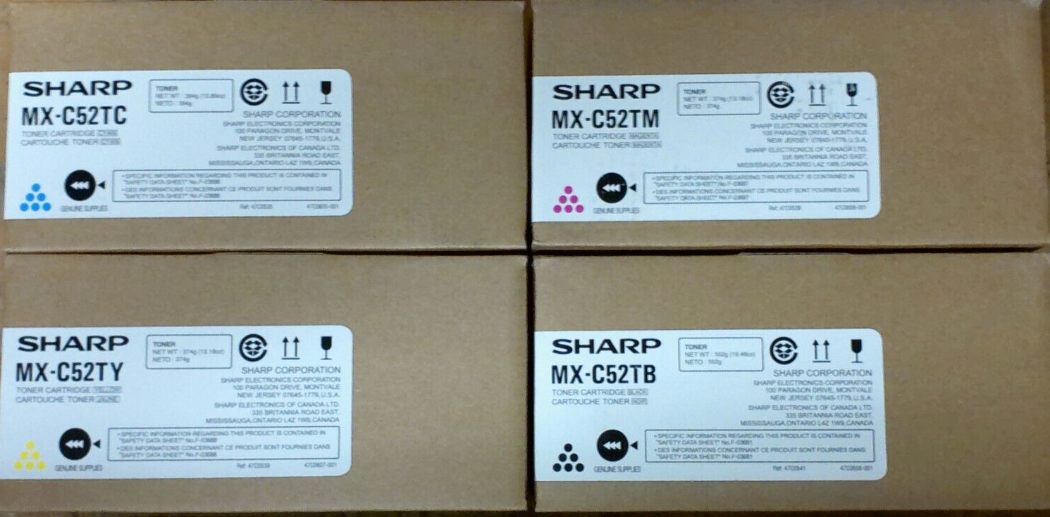 SET/4 Genuine Sharp MX-C52TC MX-C52TM MX-C52TY MX-C52TB Toner MX-C528 / MX-C428 | eBay