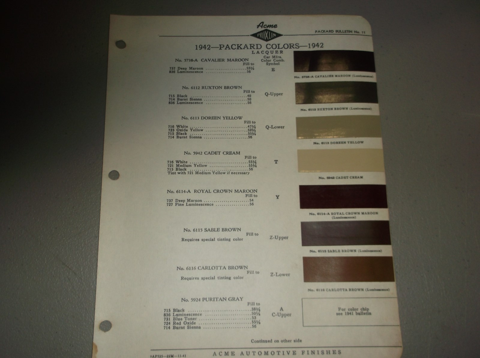 1942 Packard Color Chip Sheet Brochure | eBay