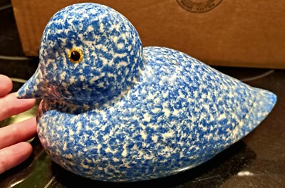Vintage Ceramic Blue Speckled Duck Figurine with felt on bottom | eBay