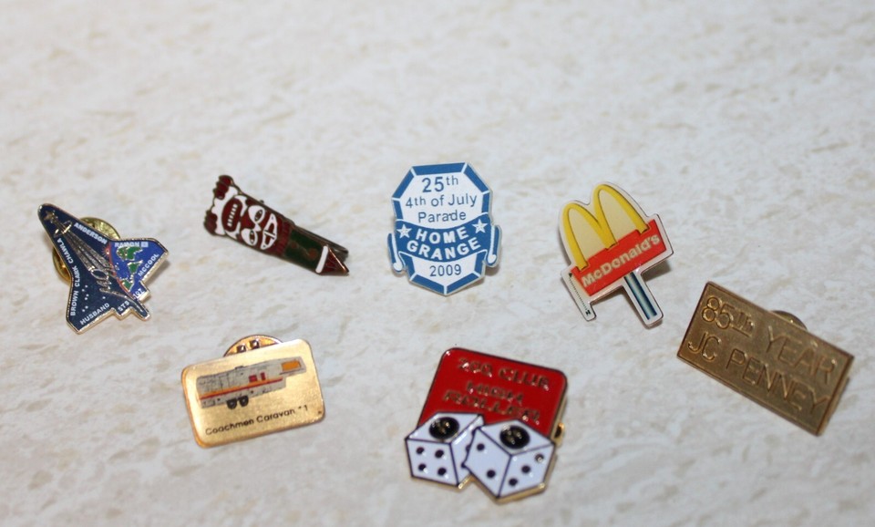 7pc Lot of Hat/Lapel Pins: Coachmen® JC Penney® McDonald's® NASA® 200 ...