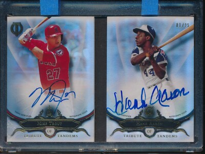 2016 Topps Tribute Mike Trout Hank Aaron Dual Booklet Auto 1/25 | eBay
