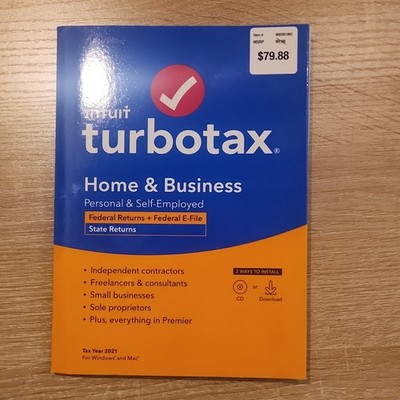Intuit TurboTax Home & Business Tax Year 2021 CD & Activation Code ...