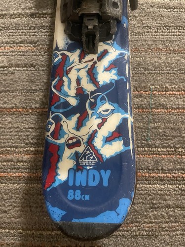 K2 Indy Junior 88cm Twin-Tip Skis with Marker 4.5 Bindings, Good ...