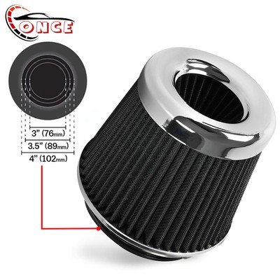 SHORT Air Filter Adjustable 3 3.5 4 inch Inlet Small BLACK Cold Air ...