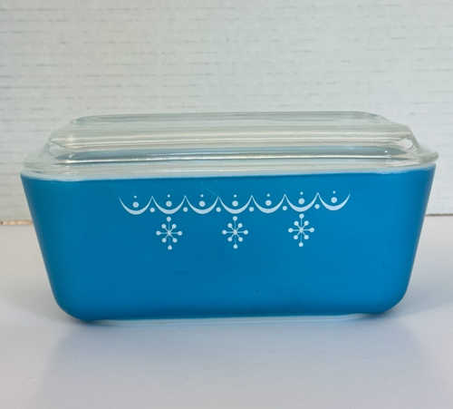 Vintage Pyrex Snowflake Garland Blue 502 Refrigerator Dish 1.5 Pint ...
