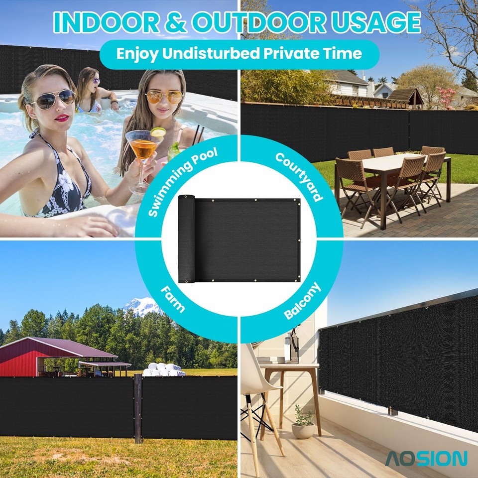 4' x 25' Privacy Screen Fence 180 GSM Heavy Duty 90% Blockage ...