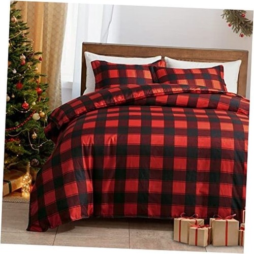 Duvet Queen (1 duvet cover +2 pillow shams) Christmas Red and Black ...