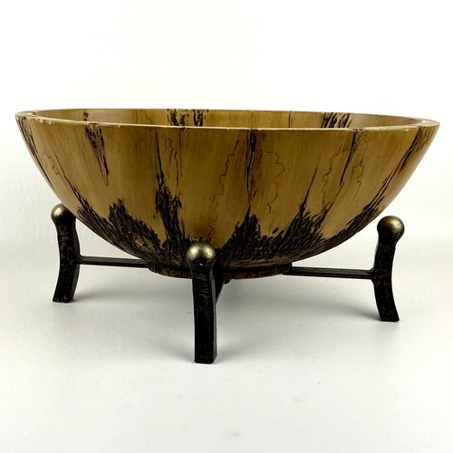 Carolyn Kinder Collection Resin Cypress Wood Oval Bowl Metal Stand ...