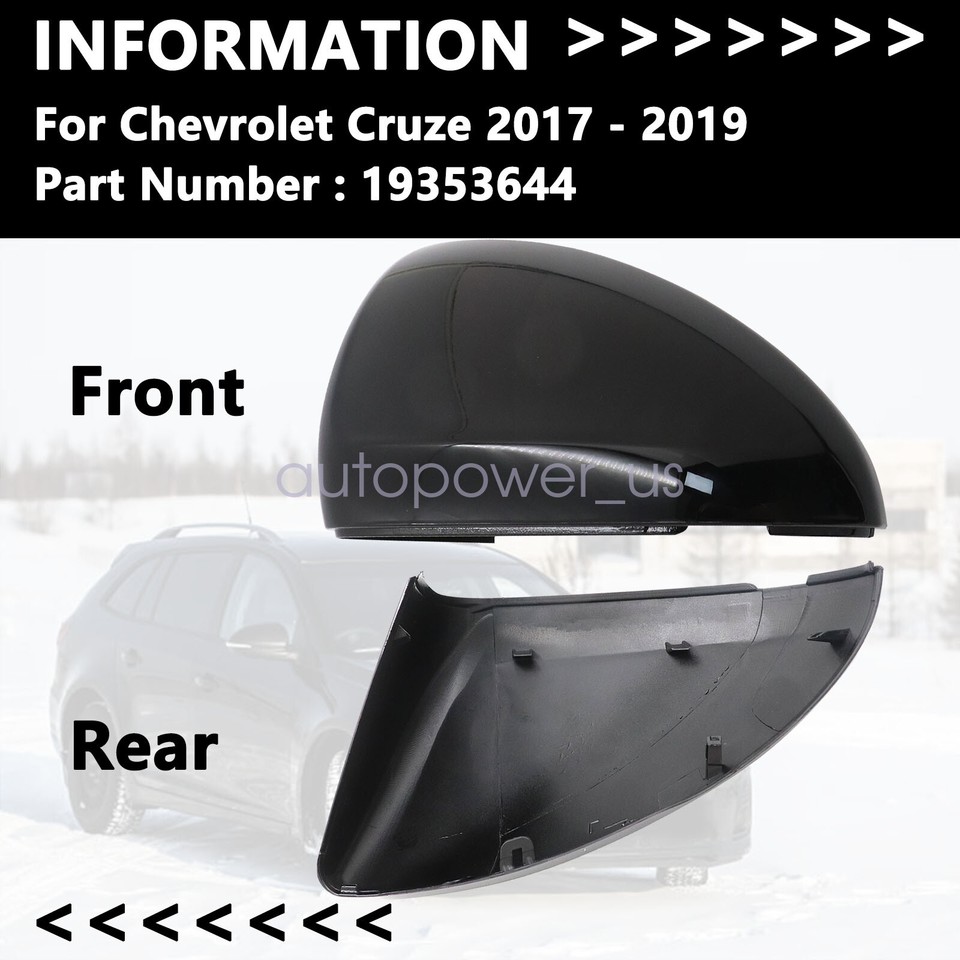For Chevrolet Cruze 2017 - 2019 Passenger Side Mirror Cover Cap Black ...