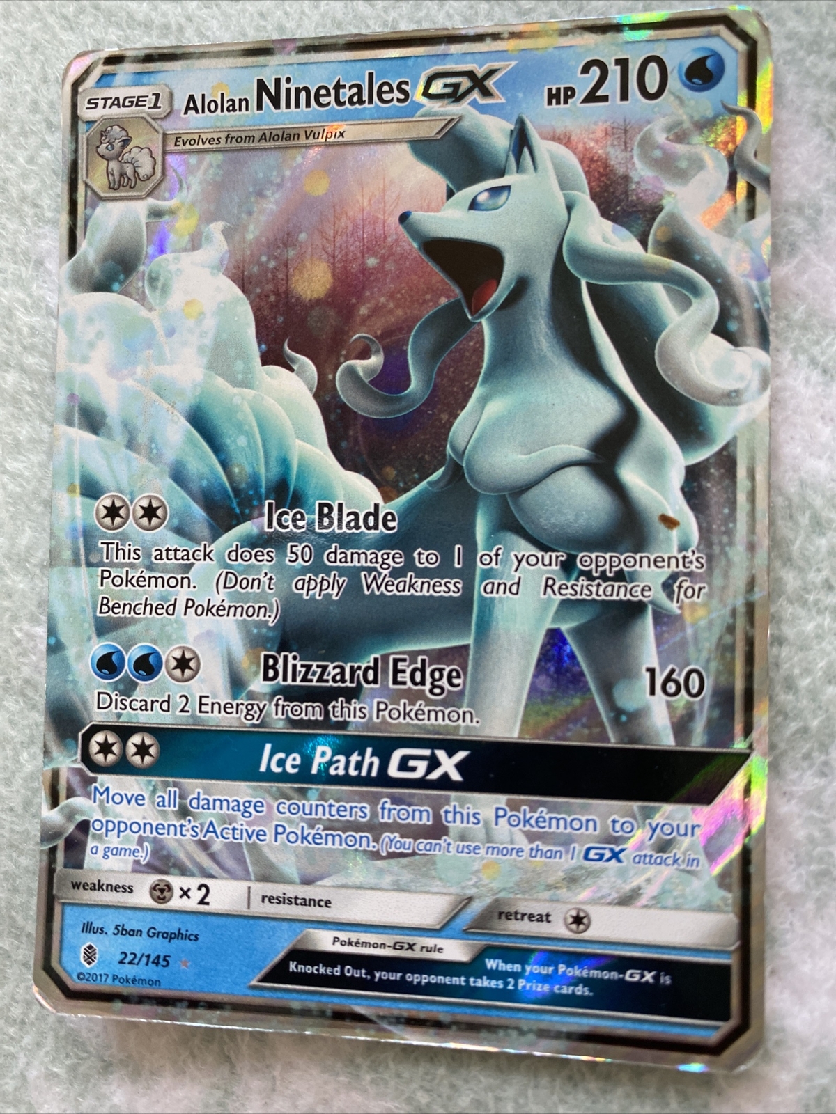 Alolan Ninetales GX 22/145 Pokémon Guardians Rising Ultra Rare Holo NM ...