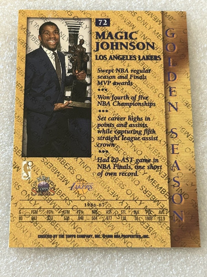 MAGIC JOHNSON 1996 TOPPS NBA STARS GOLDEN SEASON LAKERS | eBay