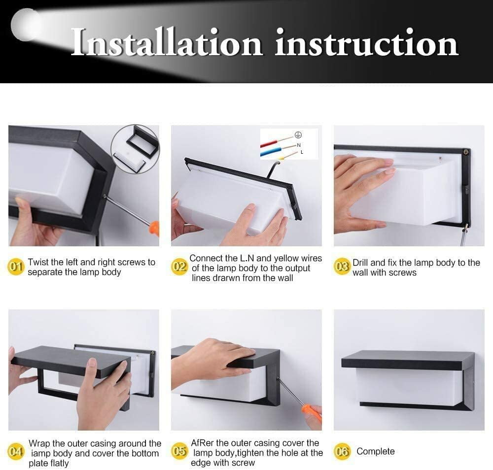 18W LED Außenleuchte mit Bewegungsmelder Wandleuchte IP65 Anthrazit ...