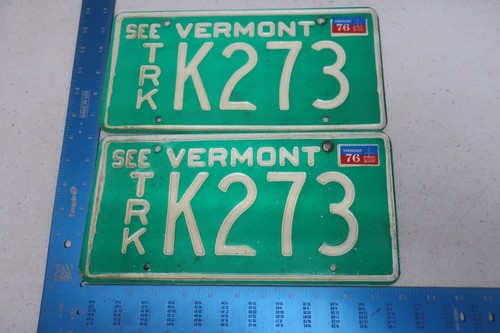Vermont License Plate Tag VT 1976 76 Natural Sticker Pair Set Truck ...