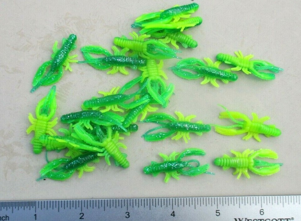 50ct ASSORTMENT 1.5" Micro CRAWS Crappie Fishing Baits Panfish Trout ...