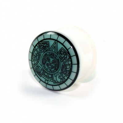 12.5, 16 mm Ohr Piercing Plug Maske Inka Azteken Maya UV Acryl Flesh ...