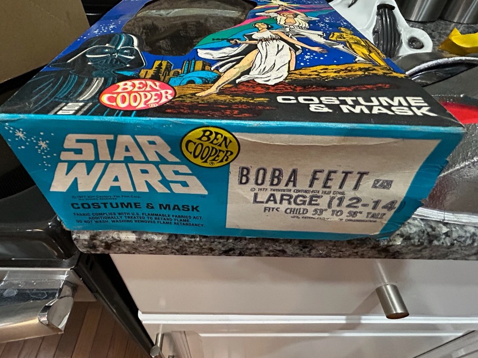 Vintage Star Wars Boba Fett Costume & Mask by Ben Cooper plus 1 mask ...