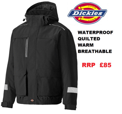 Mens Dickies Waterproof Breathable Jacket Hood Quilted Warm Multi ...