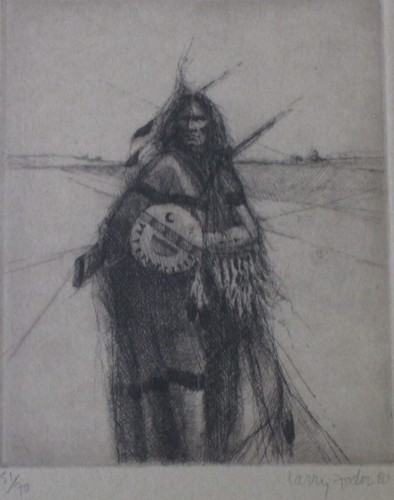 WESTERN, NATIVE AMERICAN ARTIST, LARRY FODOR, PLAINS INDIAN LITHOGRAPH ...