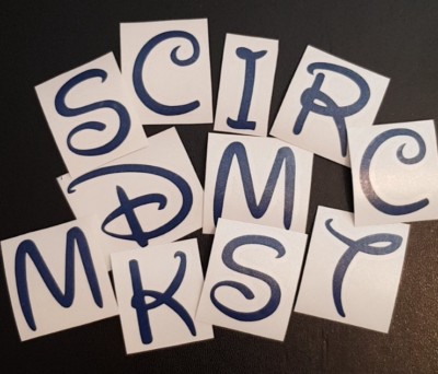 2x Vinyl Letters Initials Sticker for Wine Glitter Glass Disney Style ...