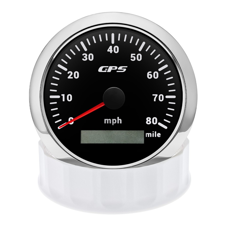85mm Boat GPS Speedometer 0-80MPH Odometer Gauge 7 Colors LED For Car ...