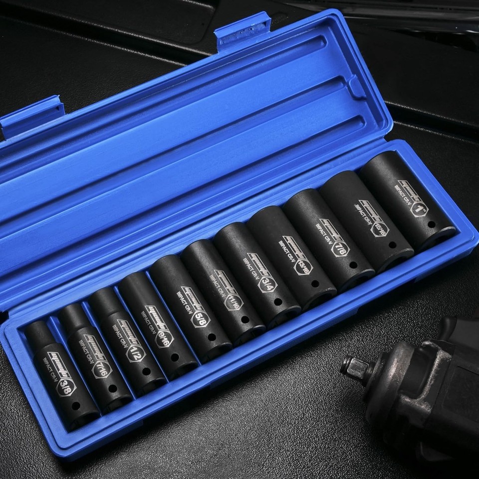 EPAuto 1/2-Inch Drive SAE Deep Impact Socket Set, - Impact, Black | eBay