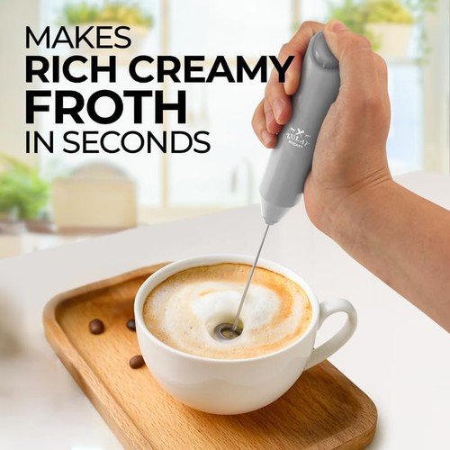 Zulay Kitchen Powerful Milk Frother Wand - Mini Handheld Gray | eBay
