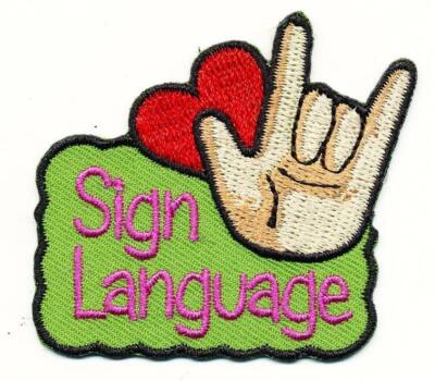 Girl Boy Cub SIGN LANGUAGE love Fun Patches Crests Badges SCOUT GUIDE ...