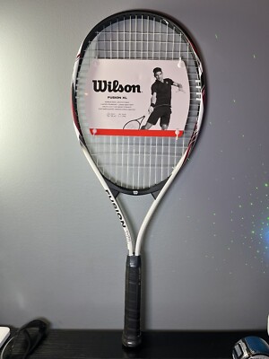 New With Tags WILSON Fusion Xl Tennis Racket, 27", 4 3/8" Grip, White ...
