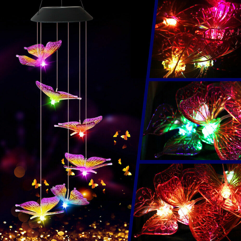 Color-Changing Outdoor LED Solar Powered Wind Chime Lights Yard Garden ...