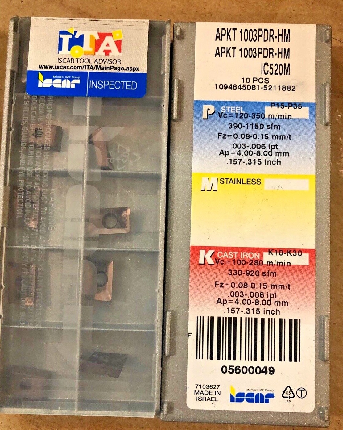 ISCAR CARBIDE INSERTS APKT 1003PDR-HM IC520M QUANTITY 10 | eBay