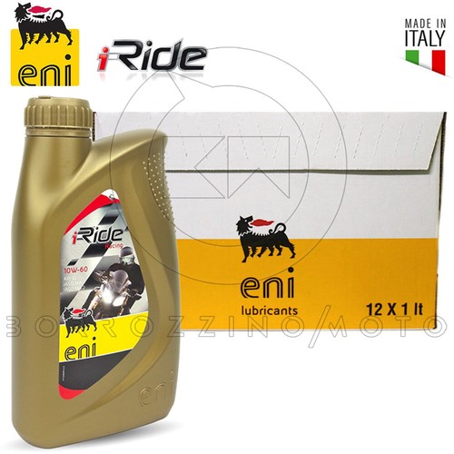 12 Lt OLIO LUBRIFICANTE MOTORE ENI i-RIDE RACING 10W60 4T MOTO APRILIA ...